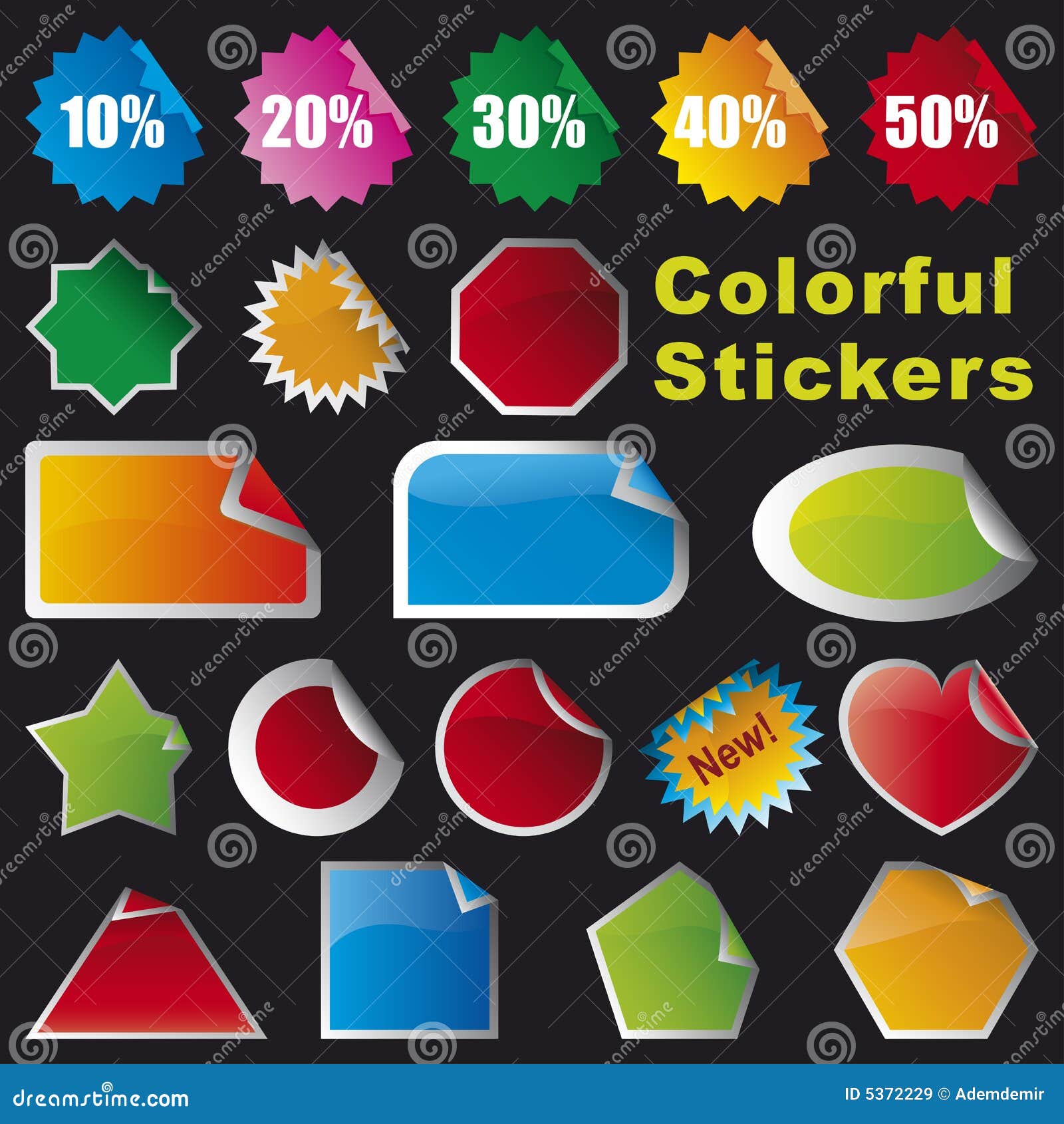 Colorful Stickers stock vector. Illustration of ellipse - 5372229
