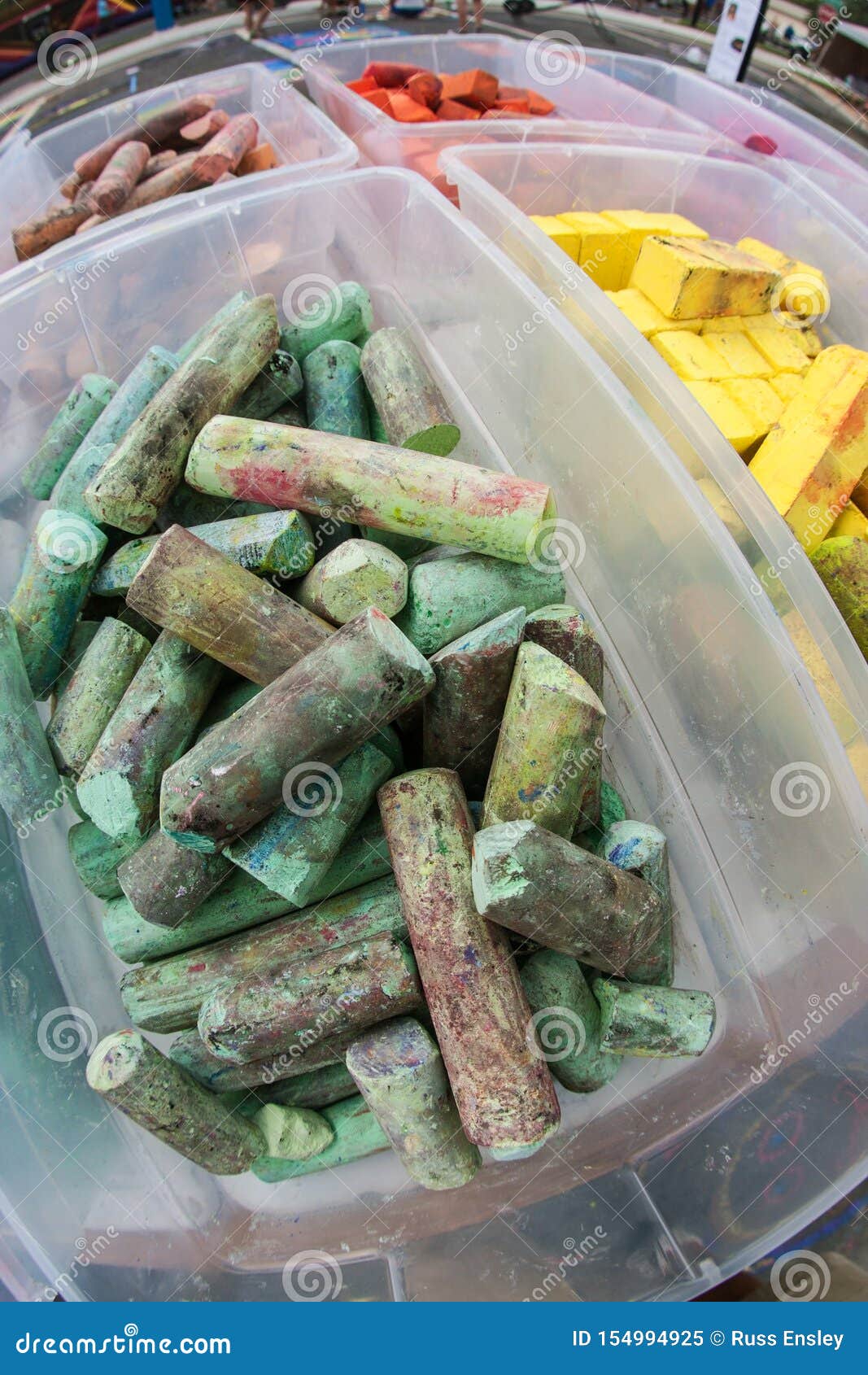 Colorful Sticks of Chalk Sit in Plastic Containers Stock Image - Image ...