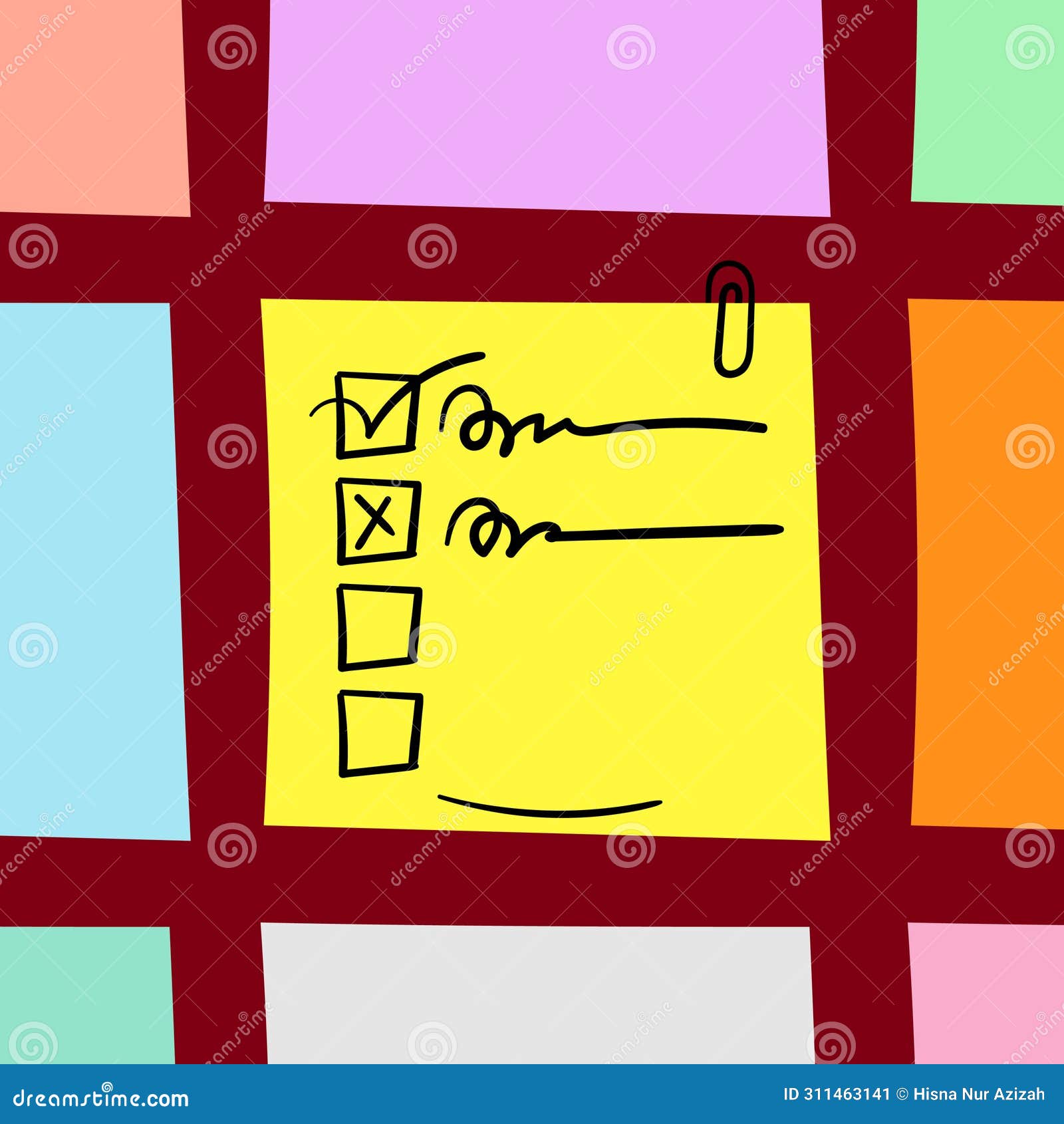 Colorful Sticky Note with Pin on Red Background Stock Vector ...
