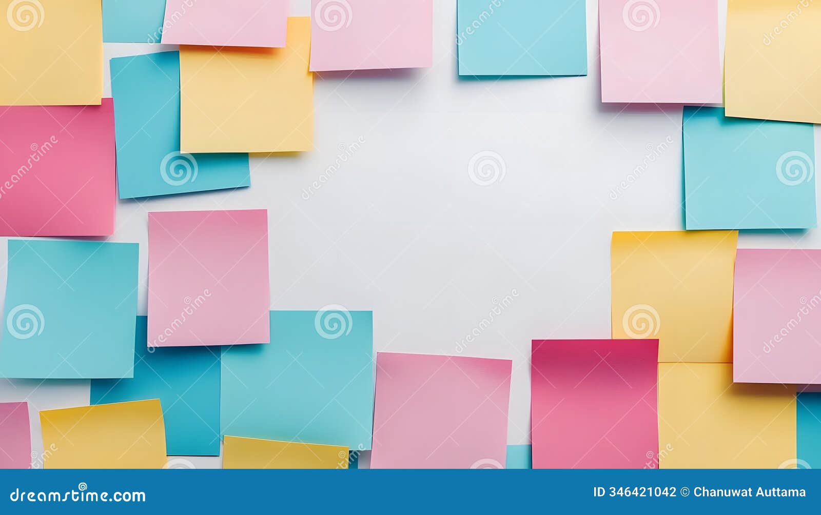 Colorful Sticky Notes Frame Border Blank White Background for Messaging ...