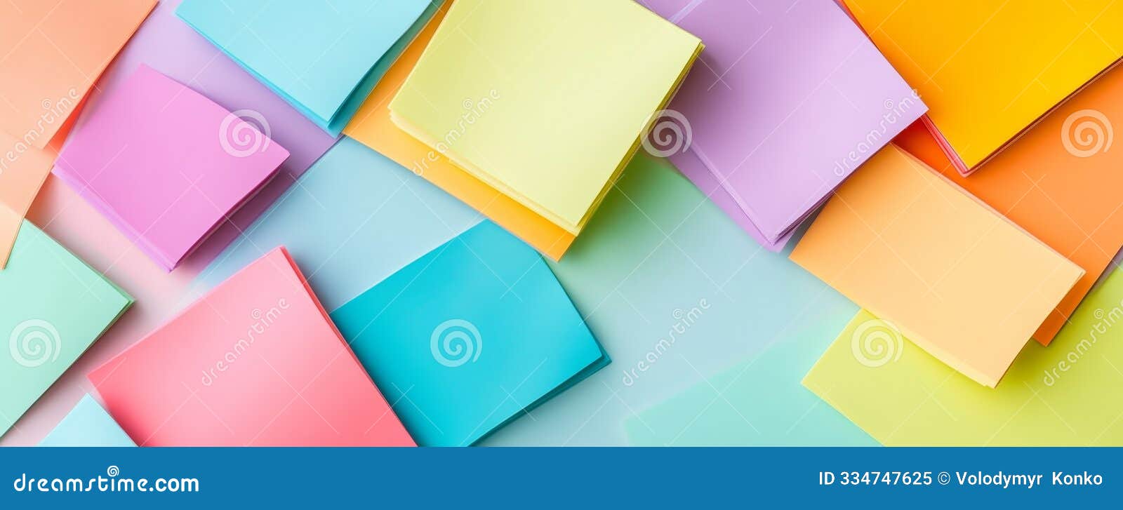 Colorful Sticky Notes Arrangement on Pastel Background, Creative ...