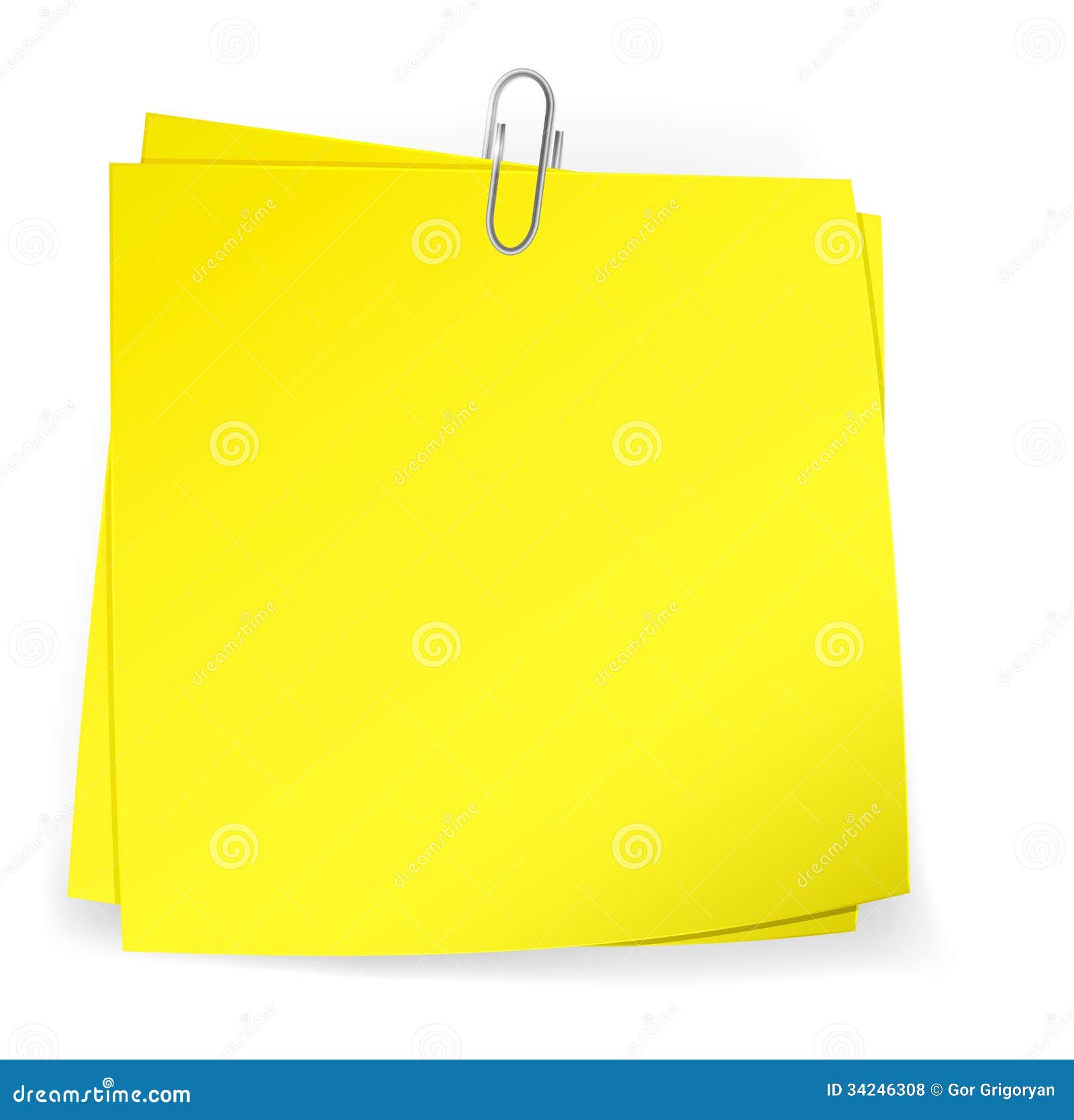Colorful Sticky Notes Attached with Metallic Paper Clip Stock Vector ...