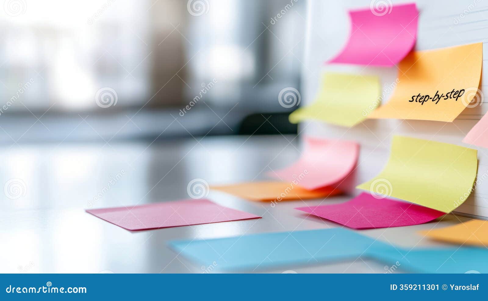 Colorful Sticky Notes Attached To a Whiteboard Guide a Step-by-step ...