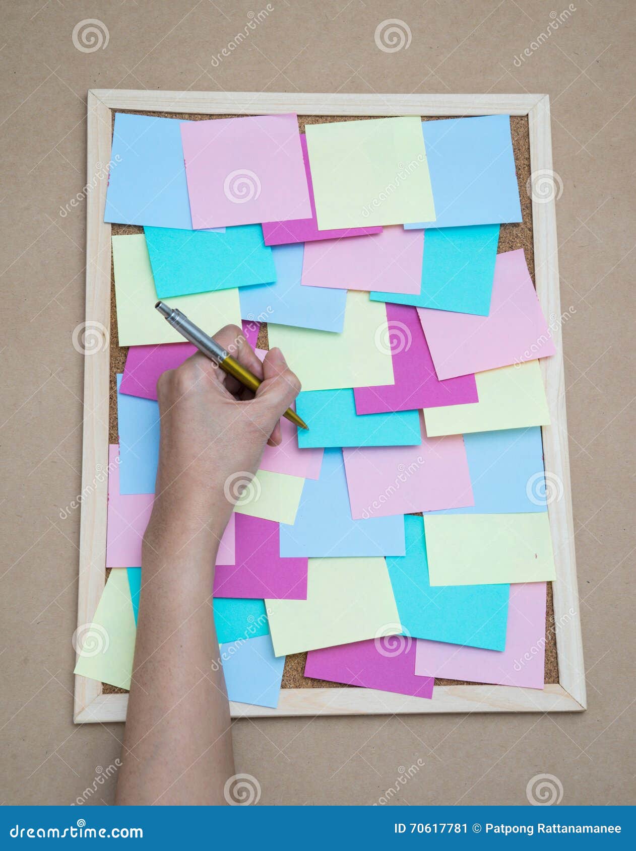 Colorful Sticky Notes on Cork Bulletin Board Stock Image - Image of ...
