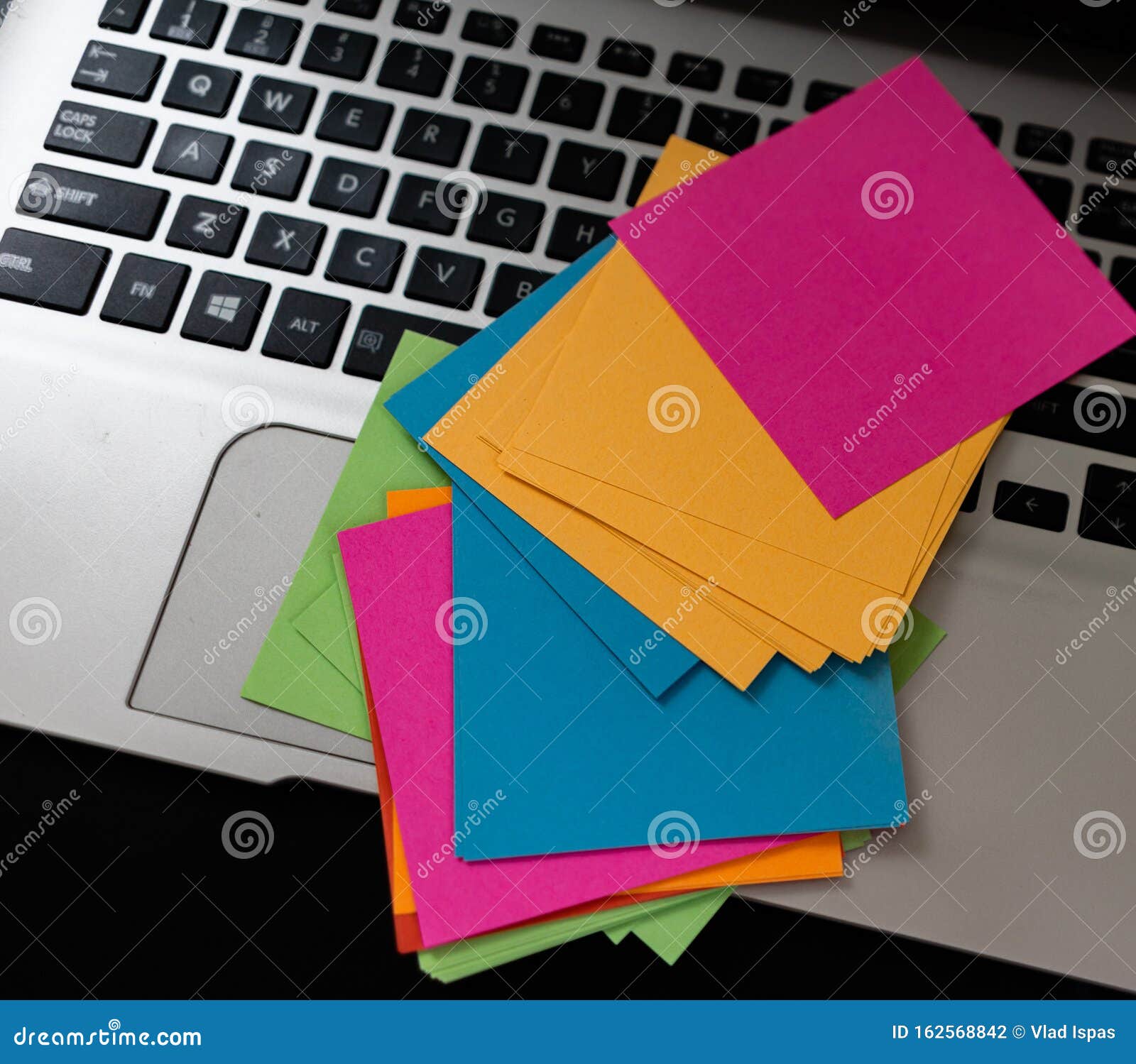 Colorful Sticky Notes on Keyboard. Editorial Photography - Image of ...
