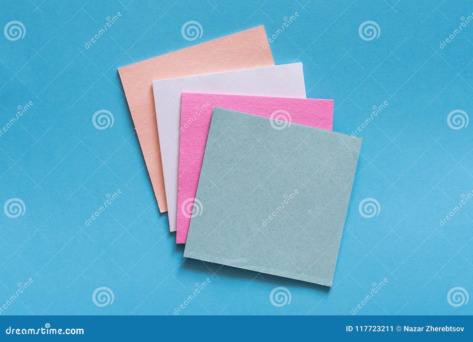 Colorful Sticky Notes on Light Blue Background, Stock Image - Image of ...