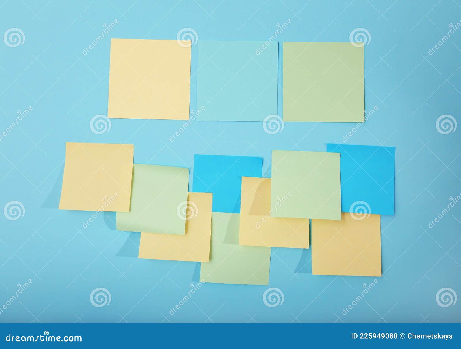 Colorful Sticky Notes on Light Blue Background Stock Photo - Image of ...