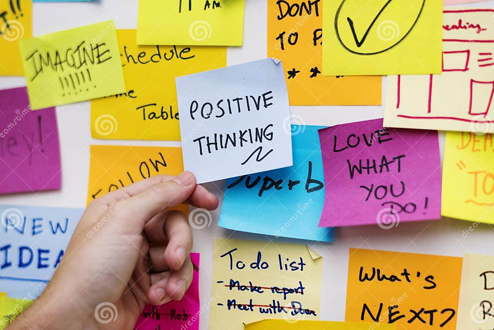 Sticky Notes on an Office Wall Stock Photo - Image of creativity, note ...