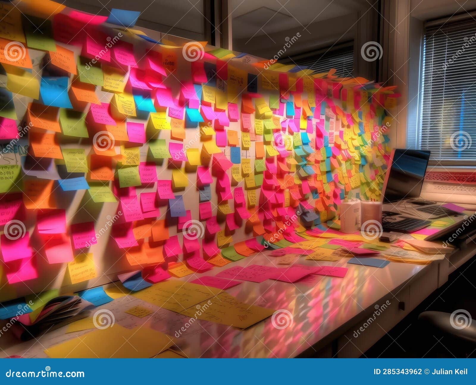 Colorful Sticky Notes on Office Whiteboard Stock Illustration ...