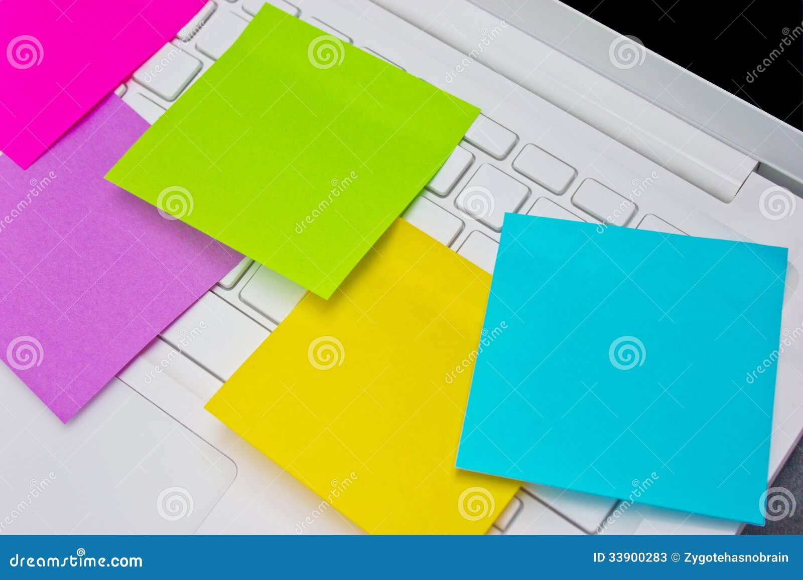Colorful Sticky Notes Post on White Laptop. Stock Image - Image of hire ...