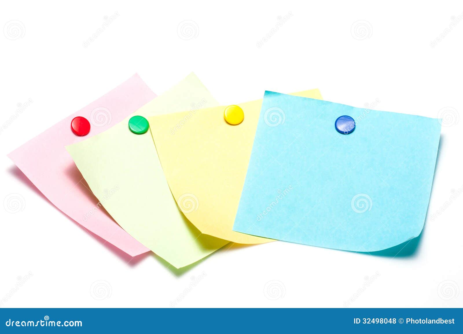 Colorful Sticky Notes with Pushpin Stock Photo - Image of blue, closeup ...