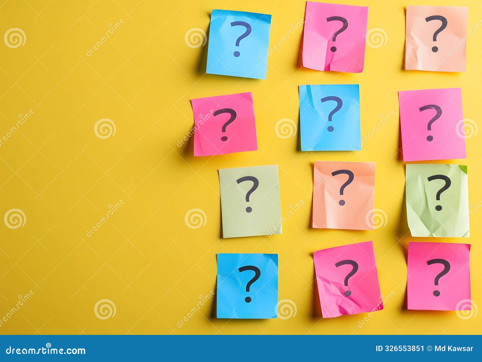 Colorful Sticky Notes with Question Marks on Yellow Background Stock ...