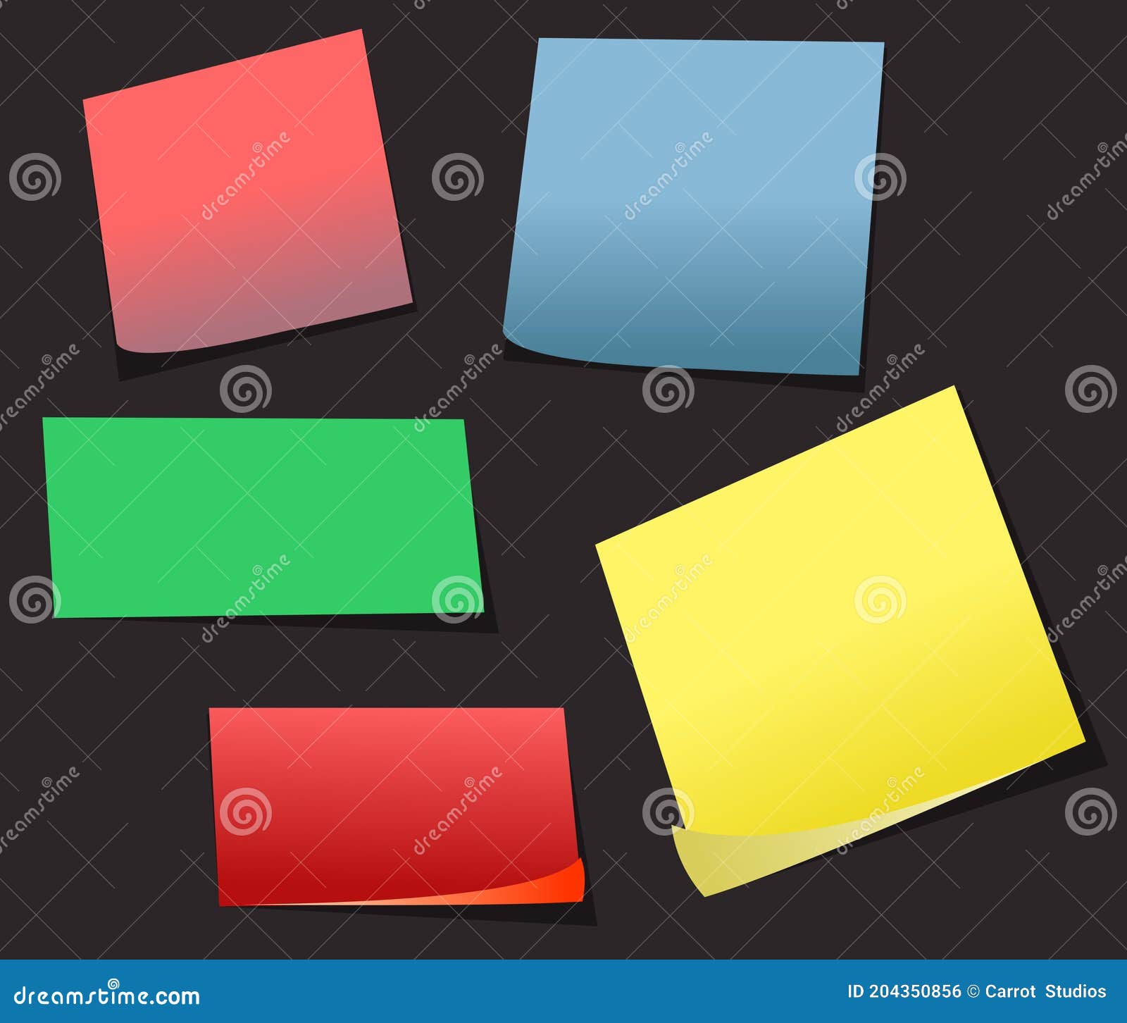 Colorful sticky notes set stock vector. Illustration of wall - 204350856