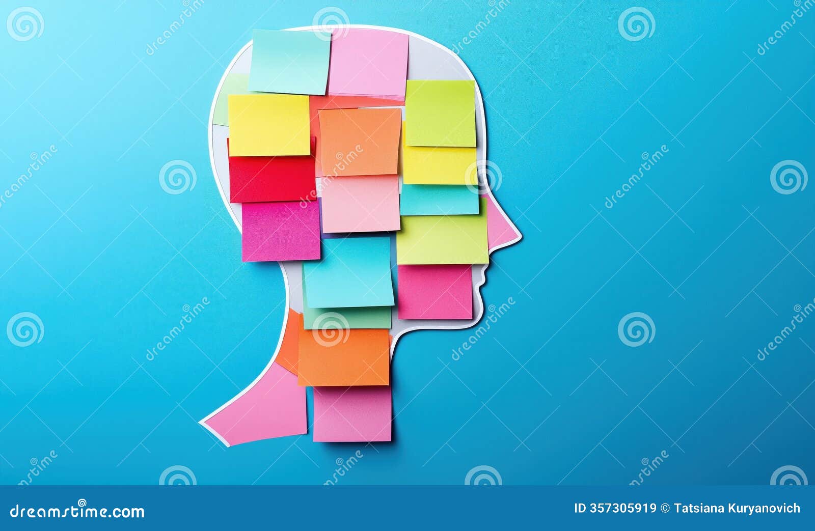 Colorful Sticky Notes on Silhouette Representing Thoughts, Ideas, and ...