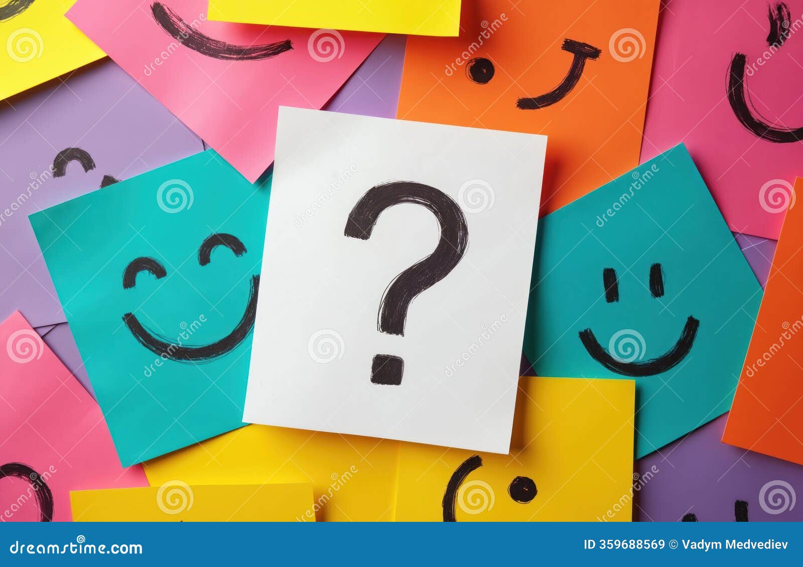 Colorful Sticky Notes with Various Emotions. Happy Faces, Question ...
