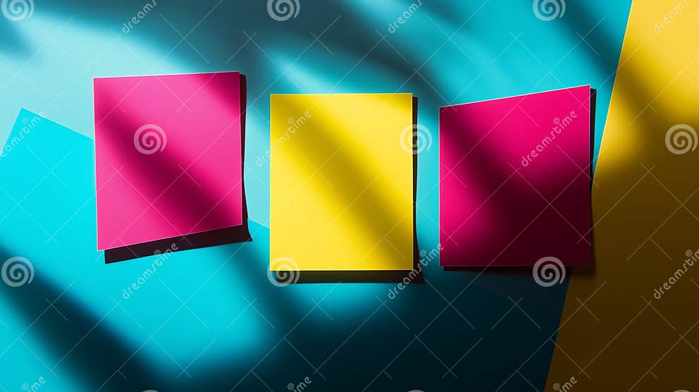 Colorful Sticky Notes on Vibrant Background Creating a Dynamic Visual ...