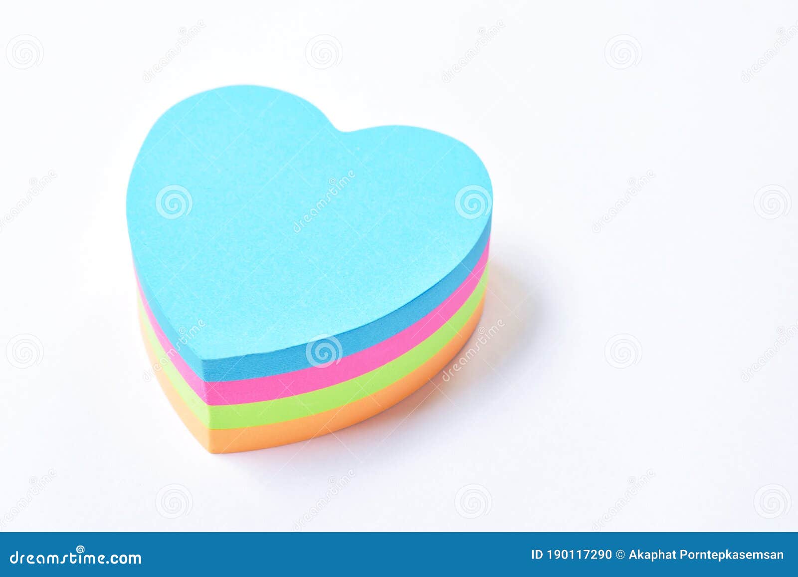Colorful Sticky Paper Note with Hearth Shape on White Background Stock ...