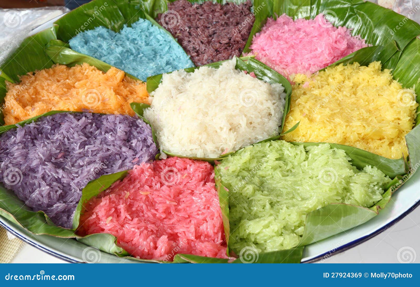Colorful Sticky Rice, Appetizer of Thailand Stock Image - Image of asia ...