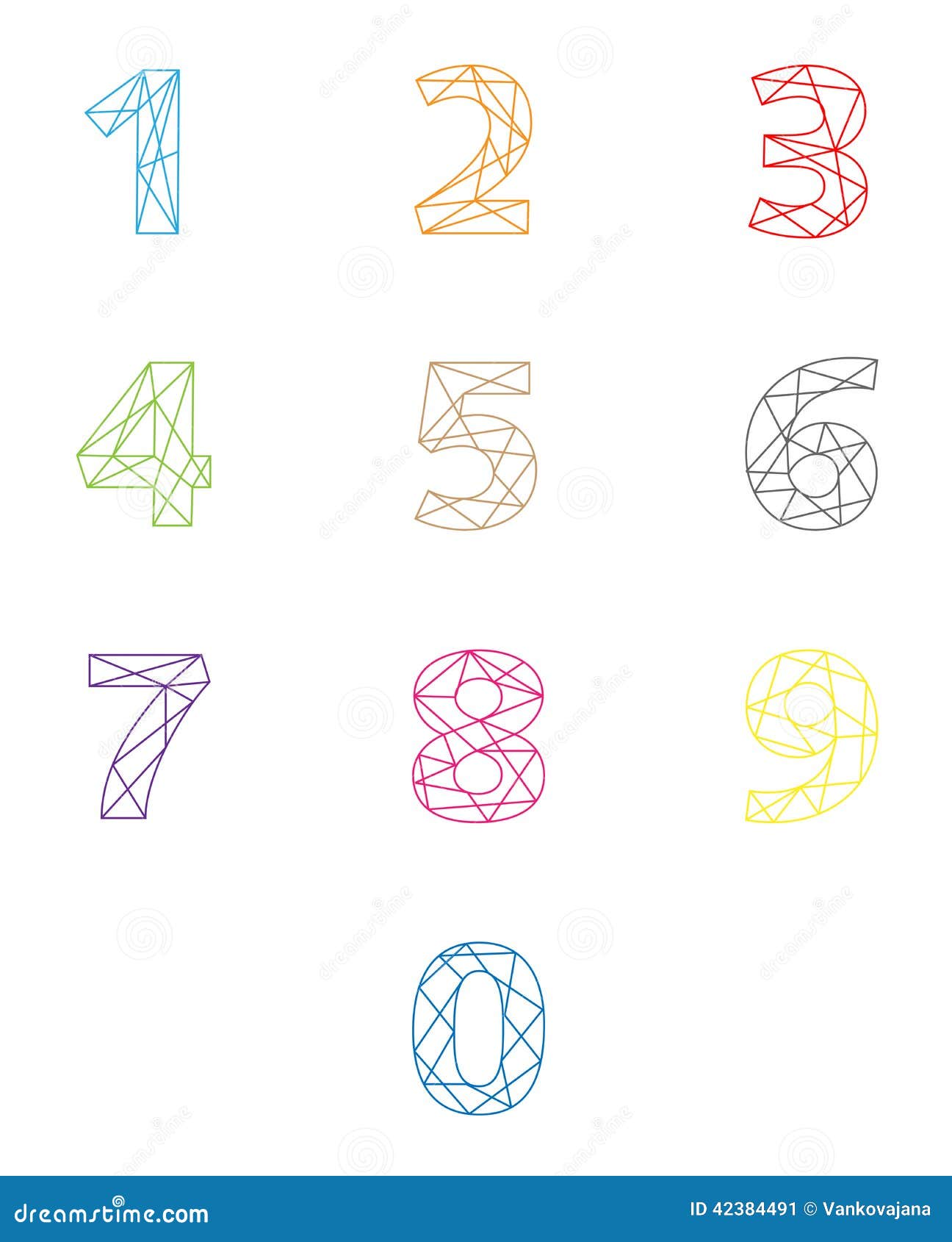 Colorful Stitched Numbers Set, Vector Stock Vector - Illustration of ...