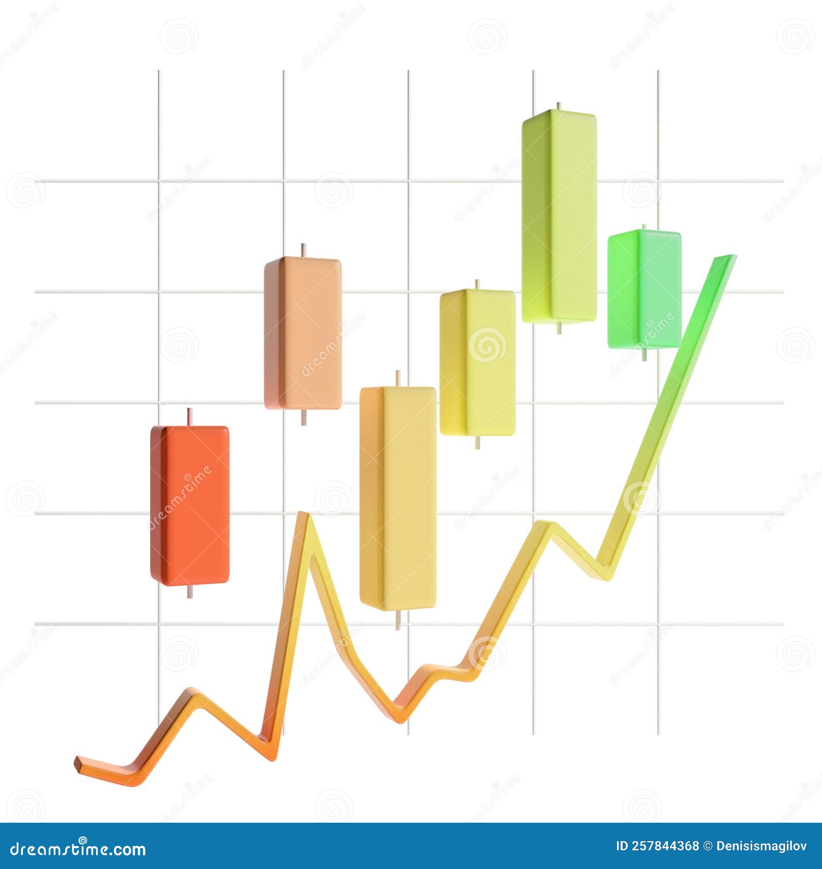 Colorful Stock Market Chart with Candlesticks and Lines Dynamics Stock ...