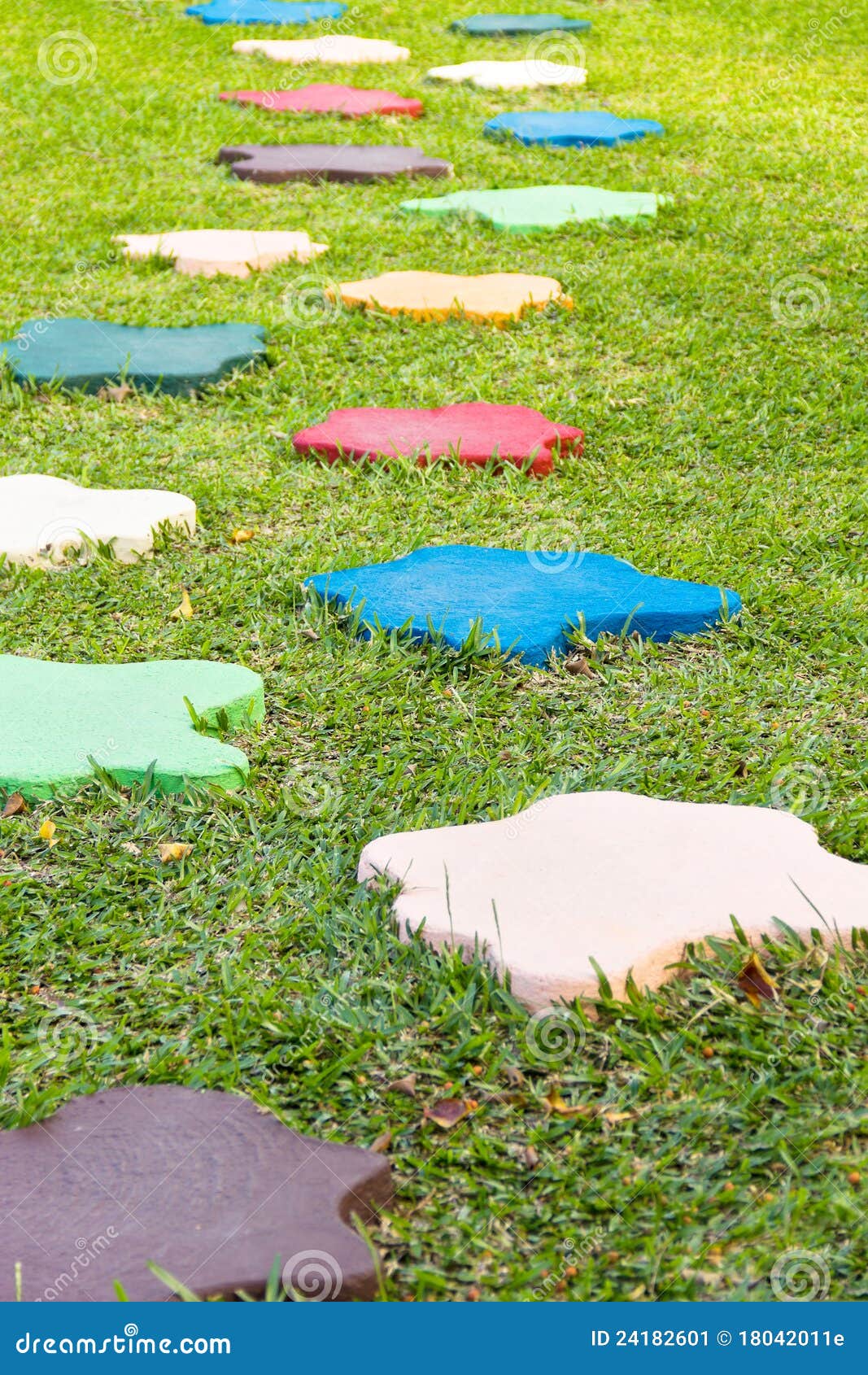 Colorful Stone Block Walk Path in the Park Stock Image - Image of ...