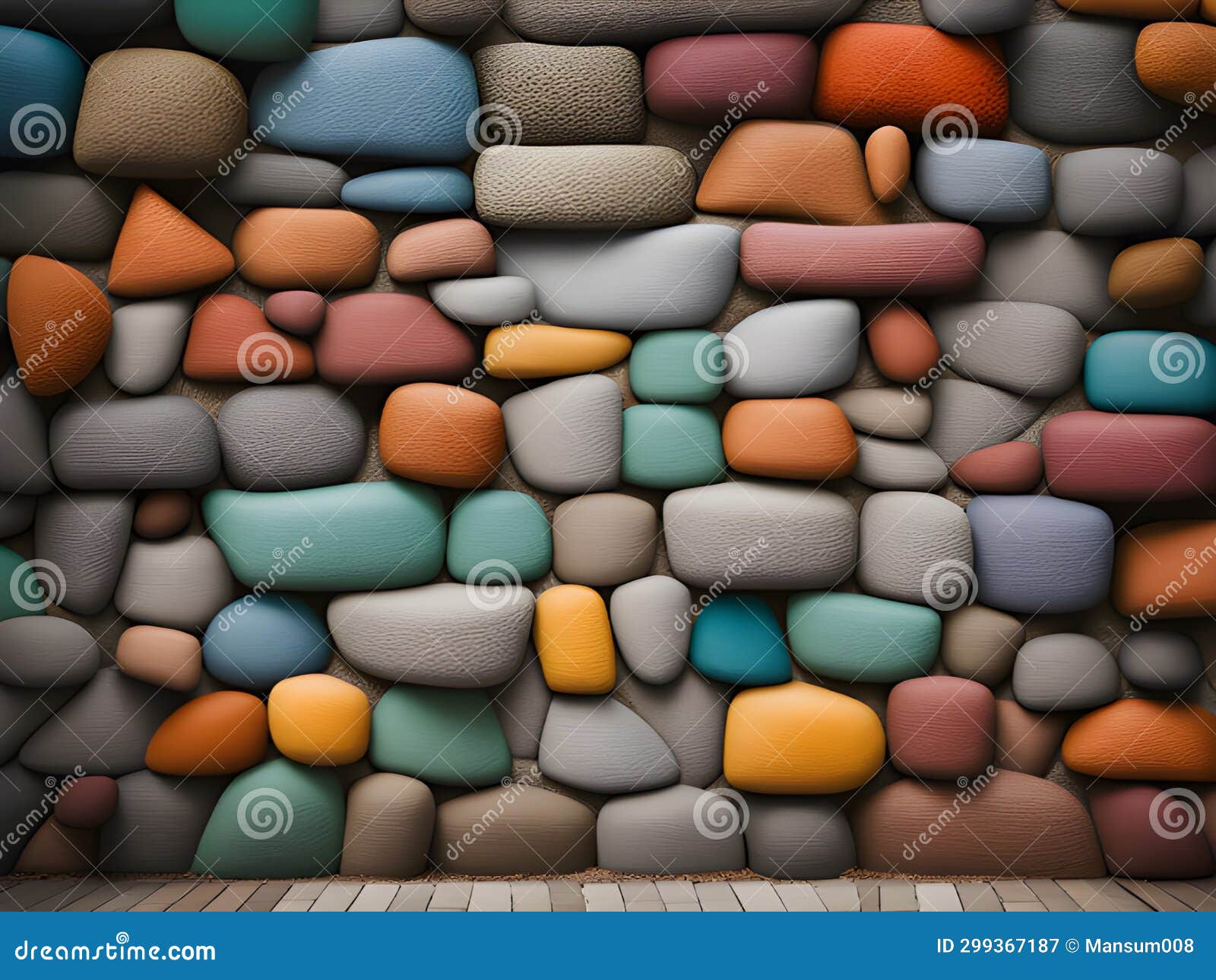 Colorful Stone Block Wall Background Stock Illustration - Illustration ...