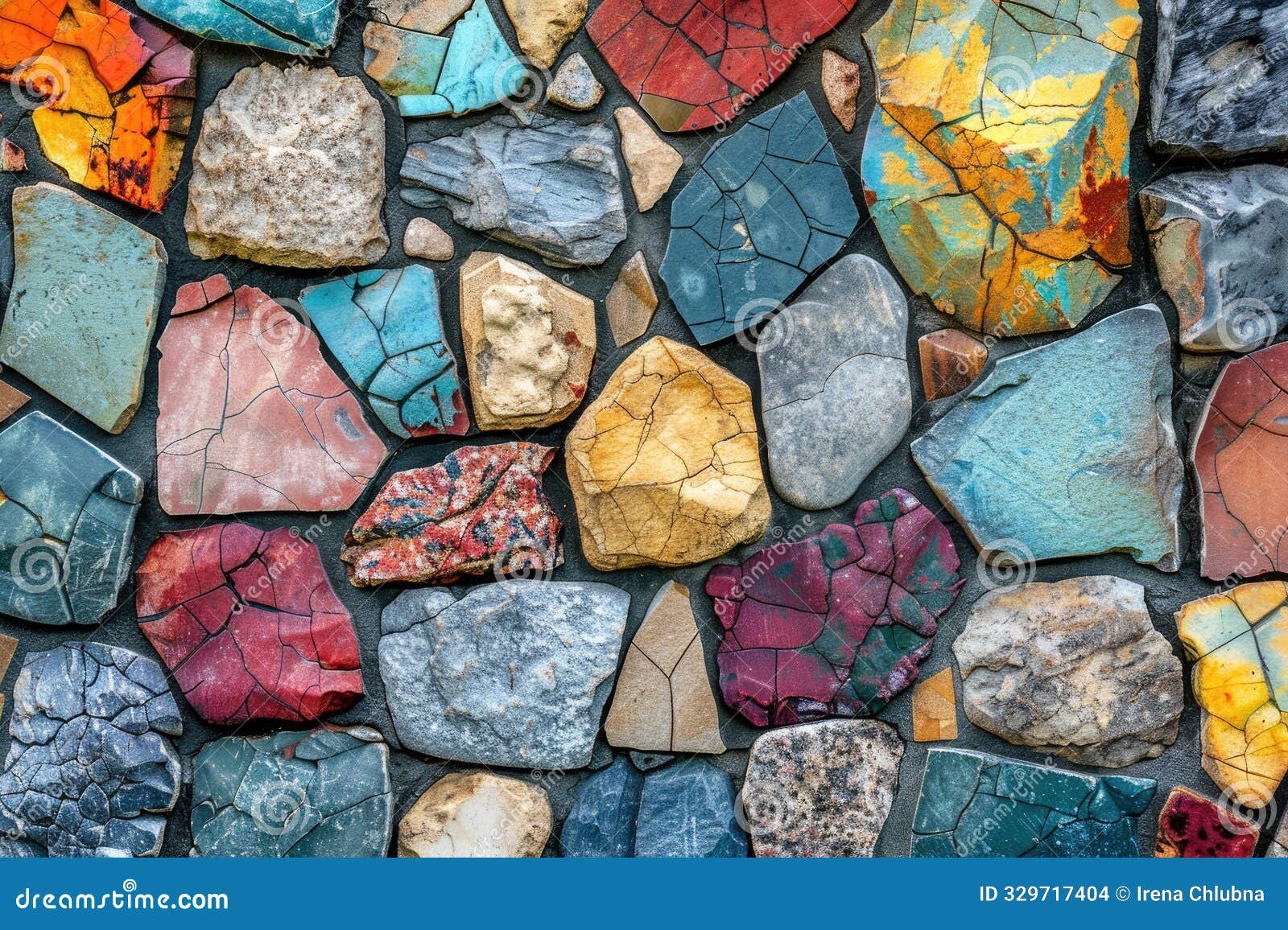 Colorful Stone Mosaic Wall with Various Textures Stock Illustration ...