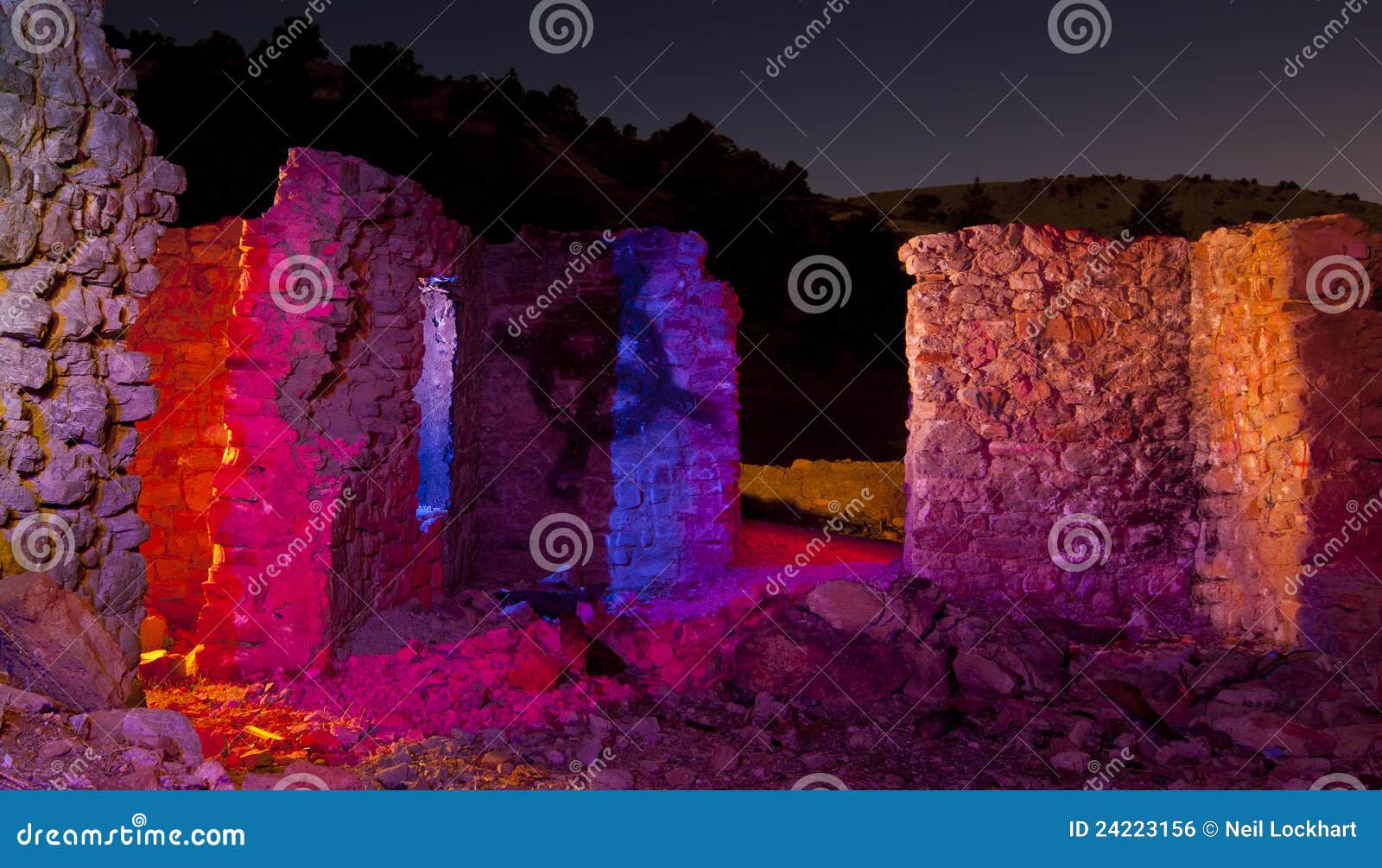 Colorful Stone Ruins stock photo. Image of nighttime - 24223156