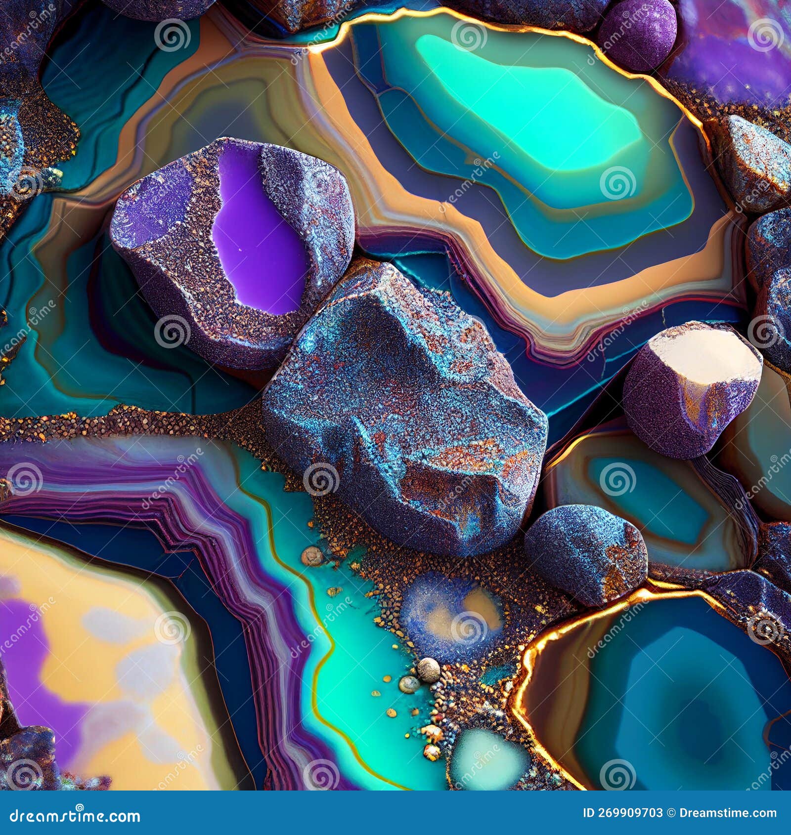 Colorful Stone Textures Composition. Generative Ai. Stock Illustration ...