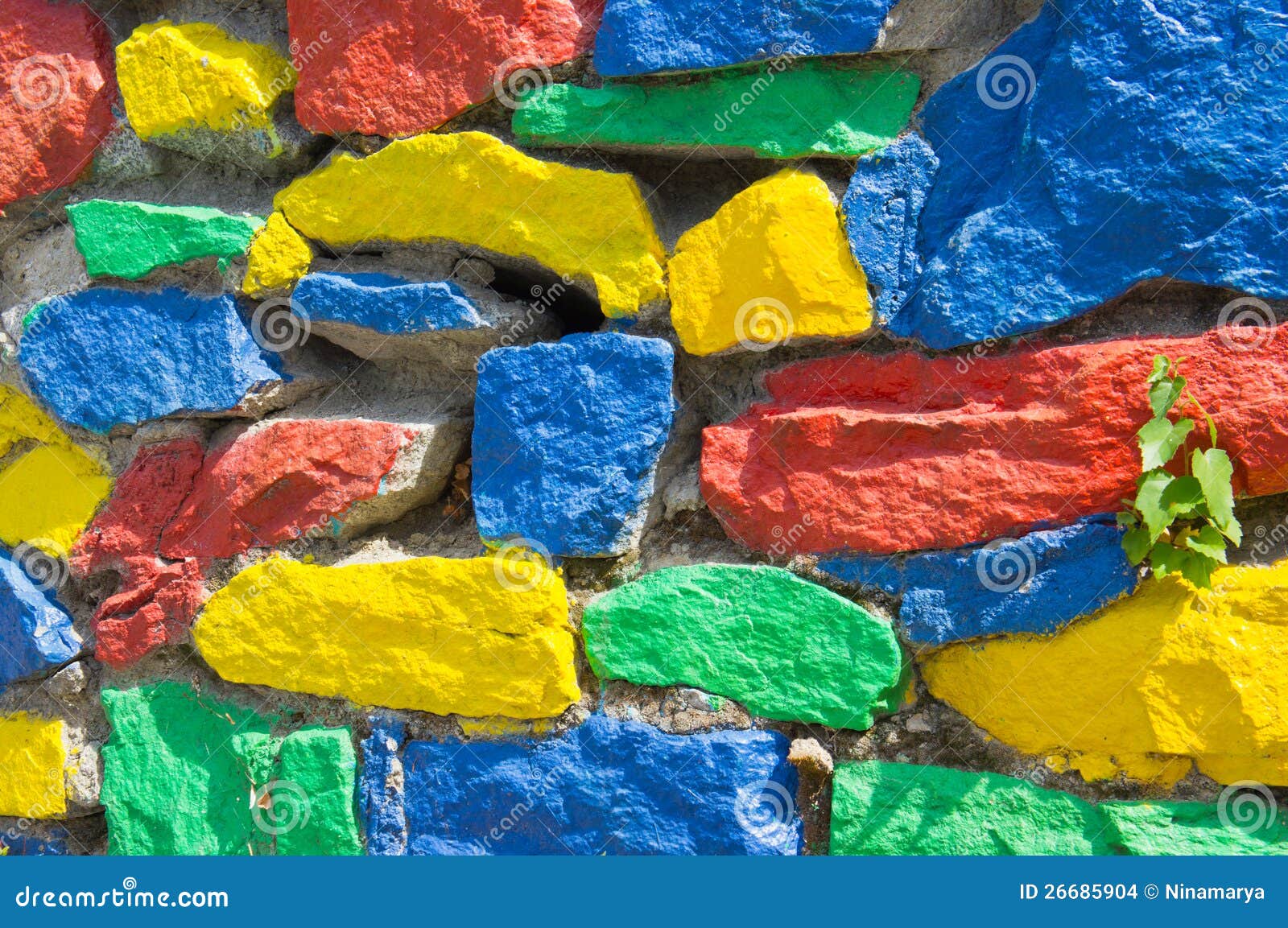 Colorful stone wall stock photo. Image of plant, creative - 26685904