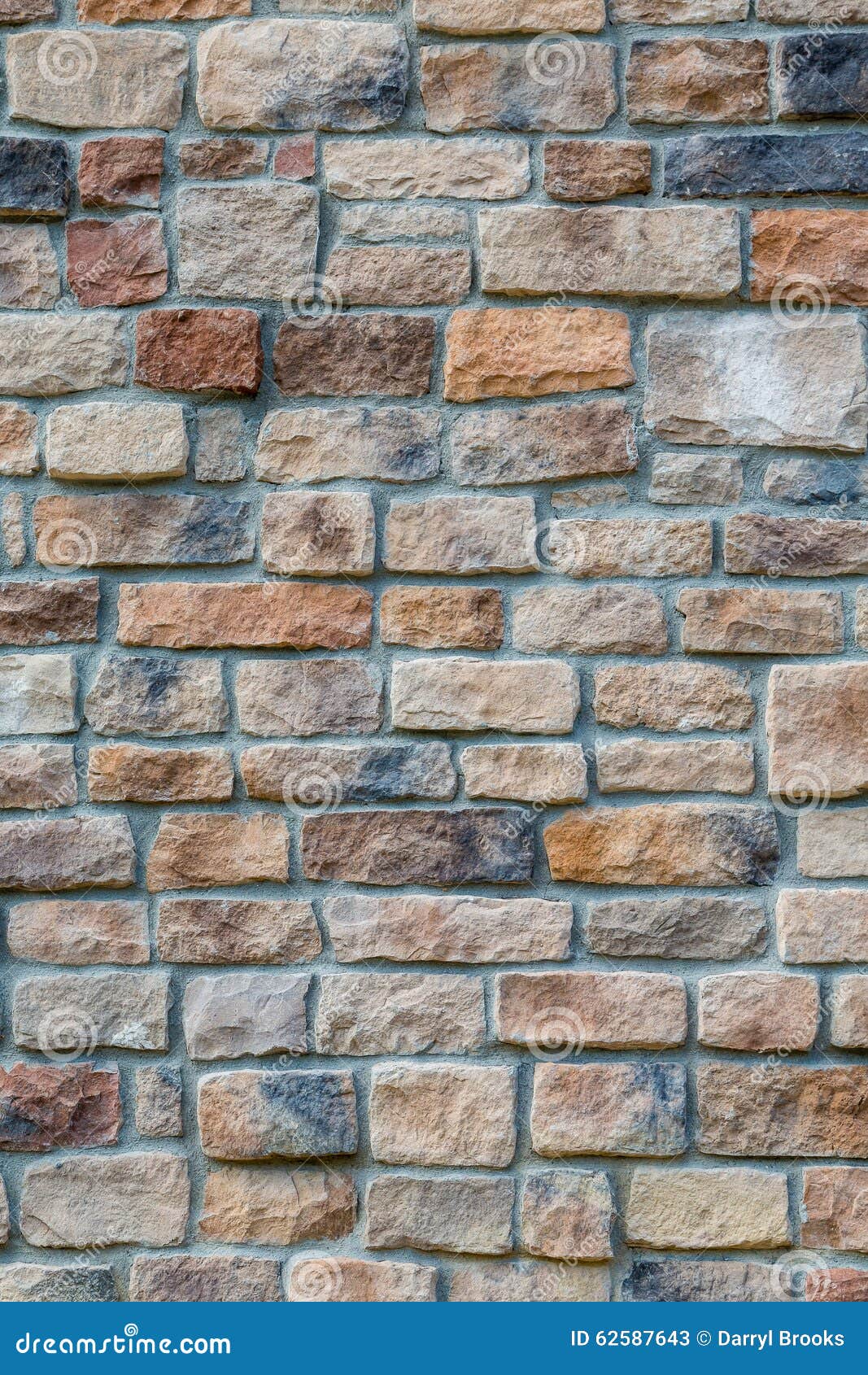 Colorful Stone Wall with Grey Mortar Stock Image - Image of rock ...