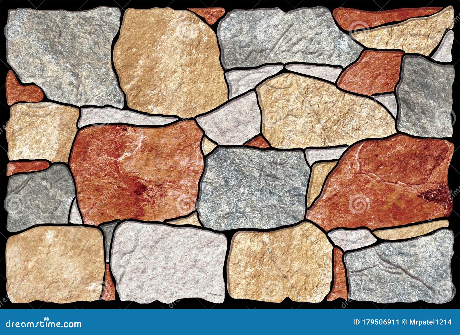 Colorful Stone Wall Tile Background Texture Stock Image - Image of ...