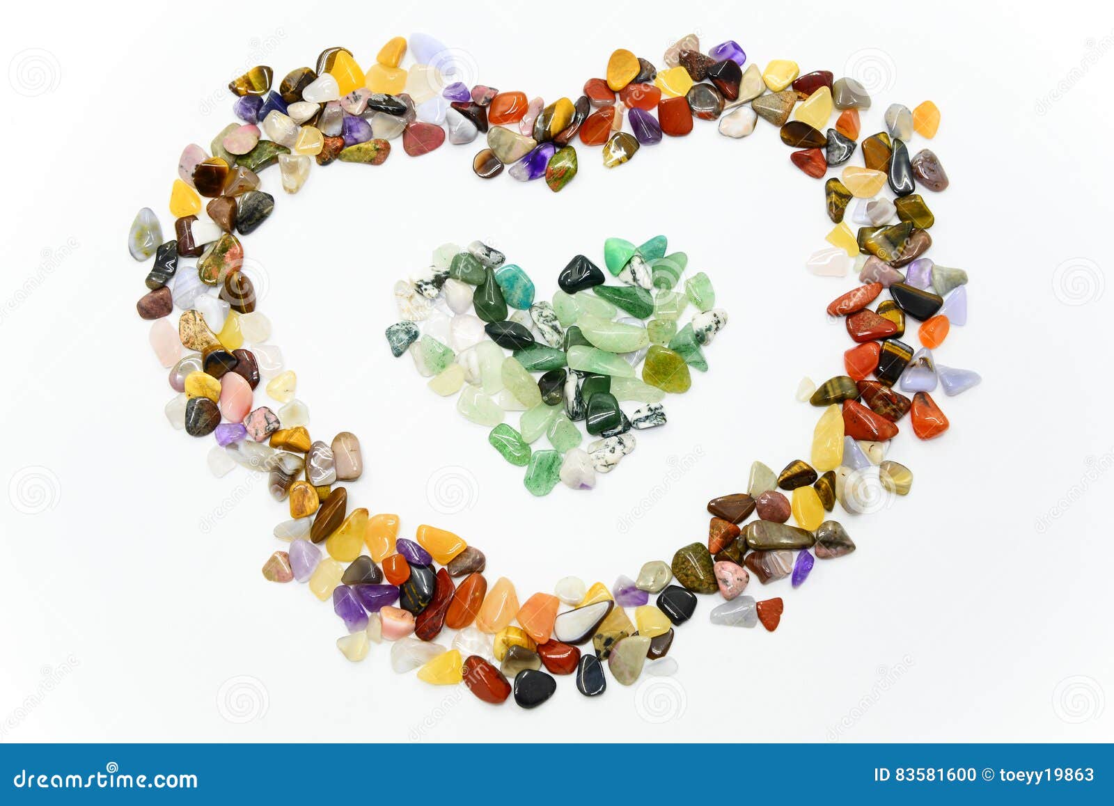 Colorful Stones in Heart Shape Isolated Stock Photo - Image of color ...