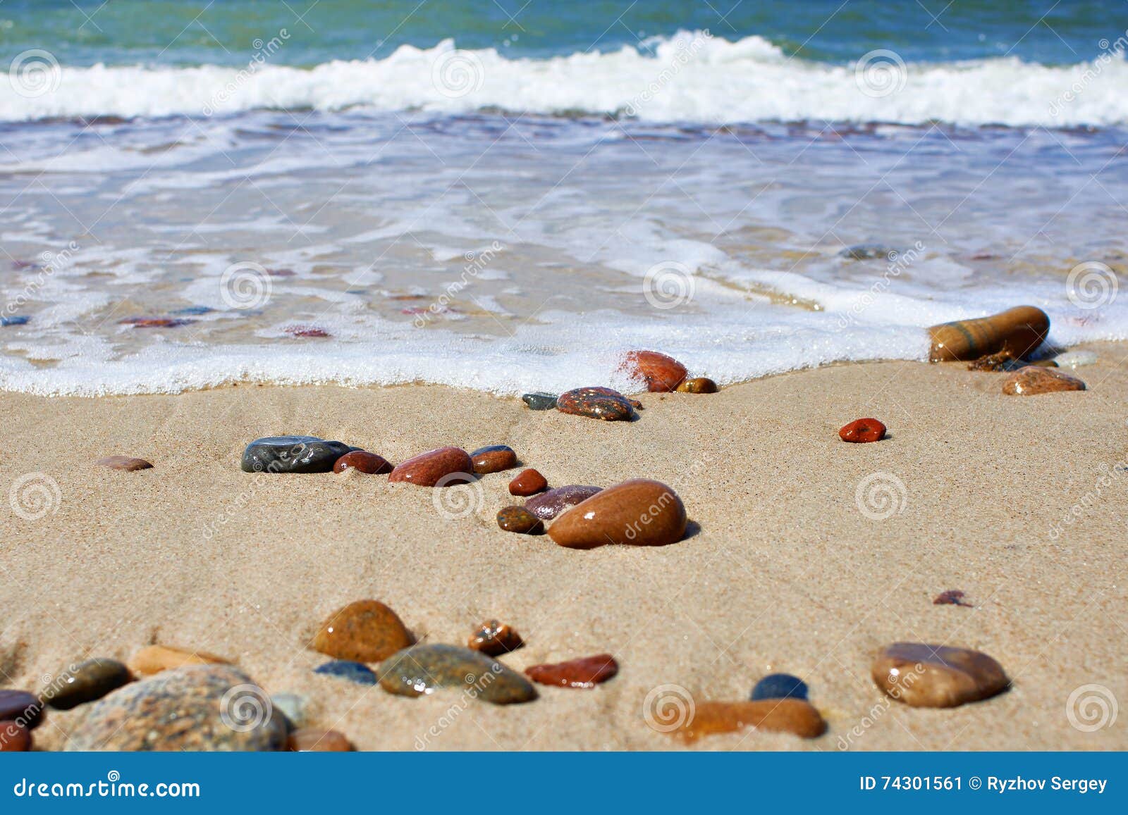 Colorful Stones on Sand Beach Stock Image - Image of clear, beauty ...