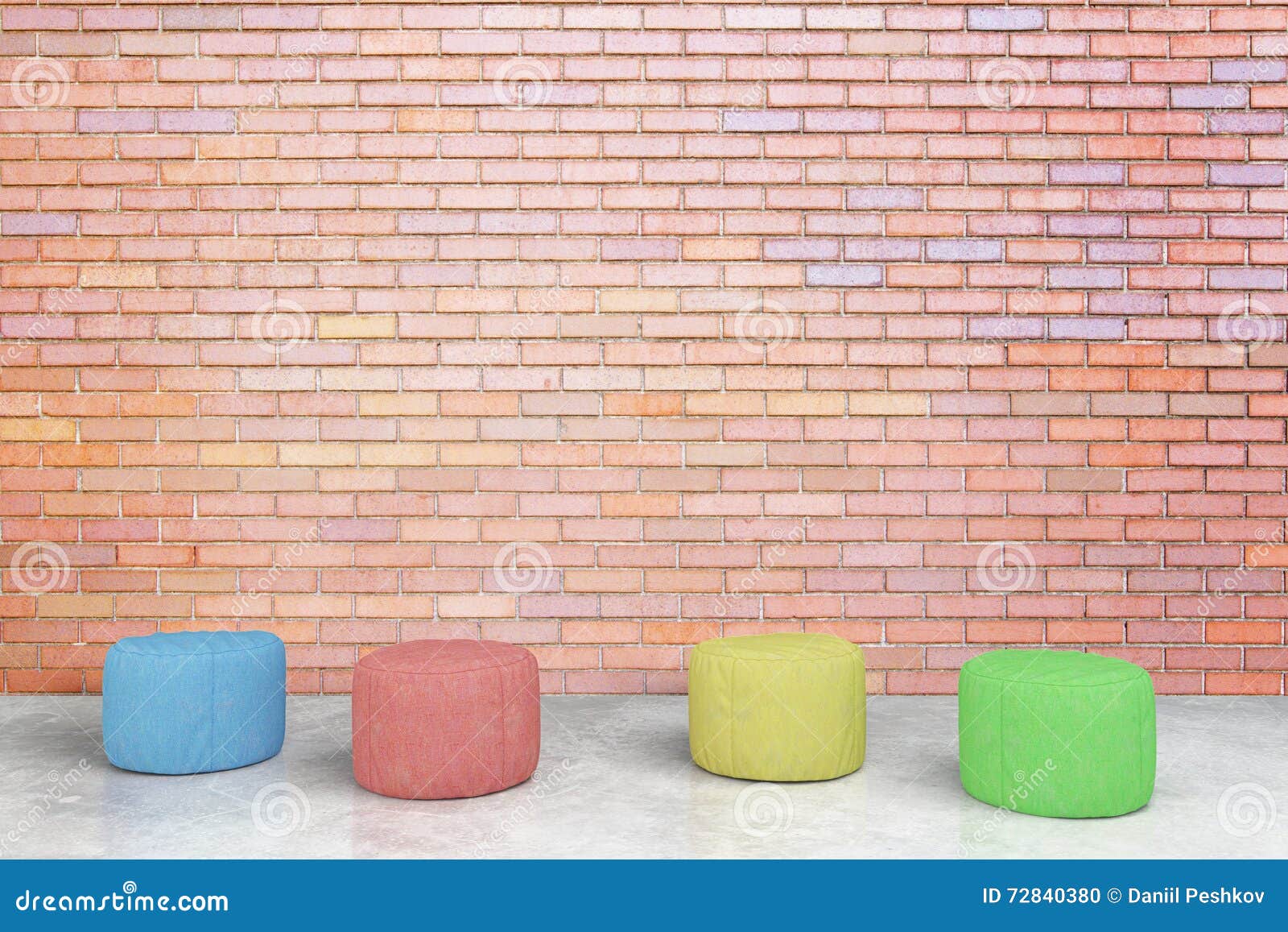 Colorful Stools in Brick Room Stock Illustration - Illustration of ...