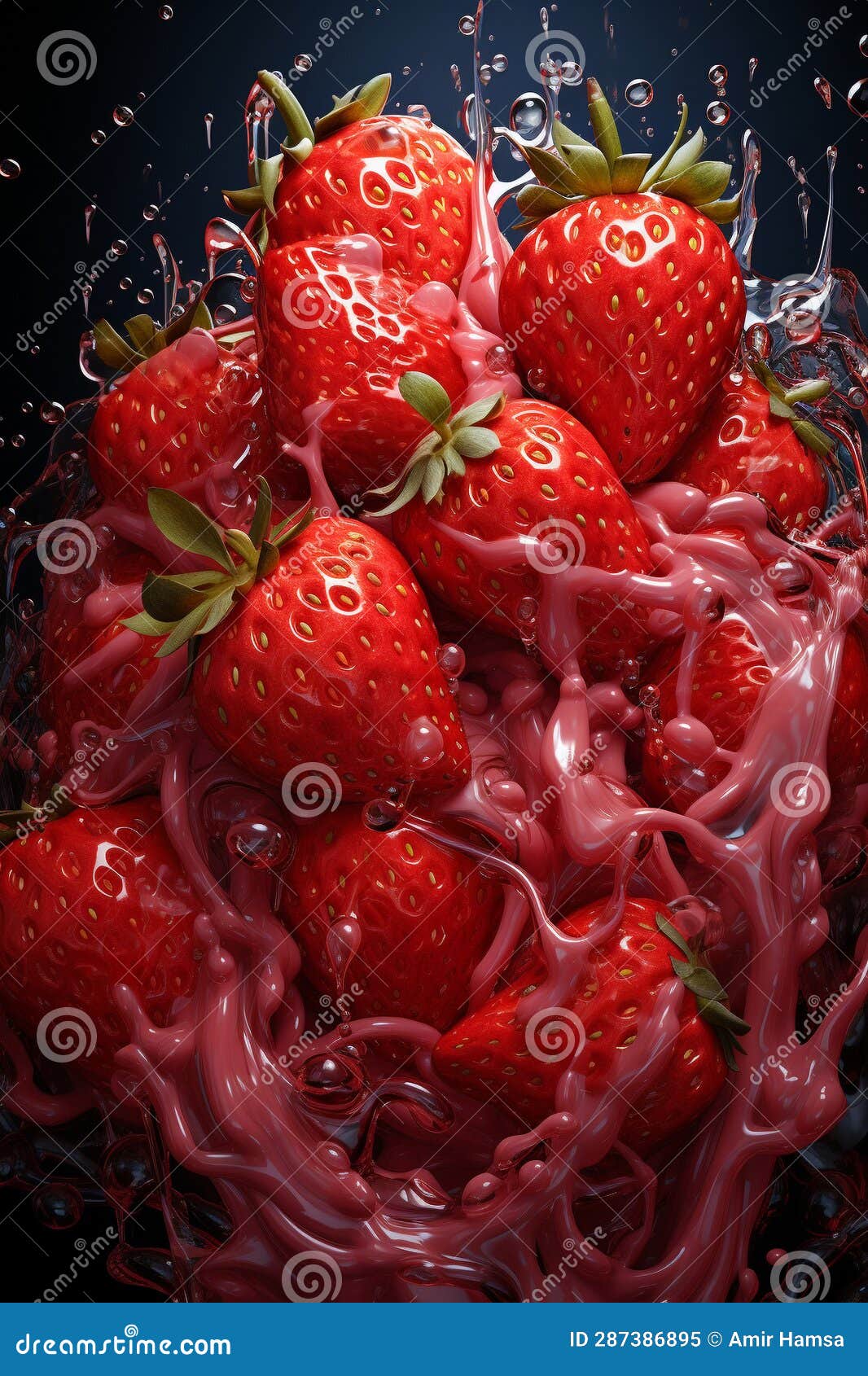 Colorful Strawberry Splash Photo Stock Illustration - Illustration of ...