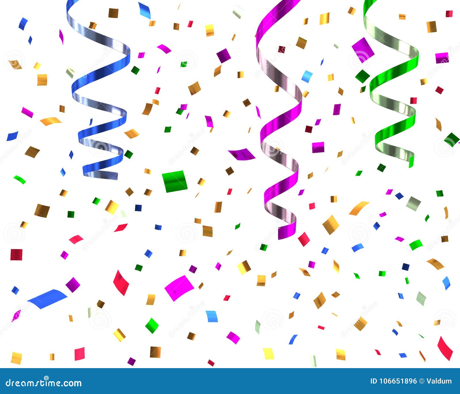 Streamers and Confetti Background 3d Illustration Stock Illustration ...
