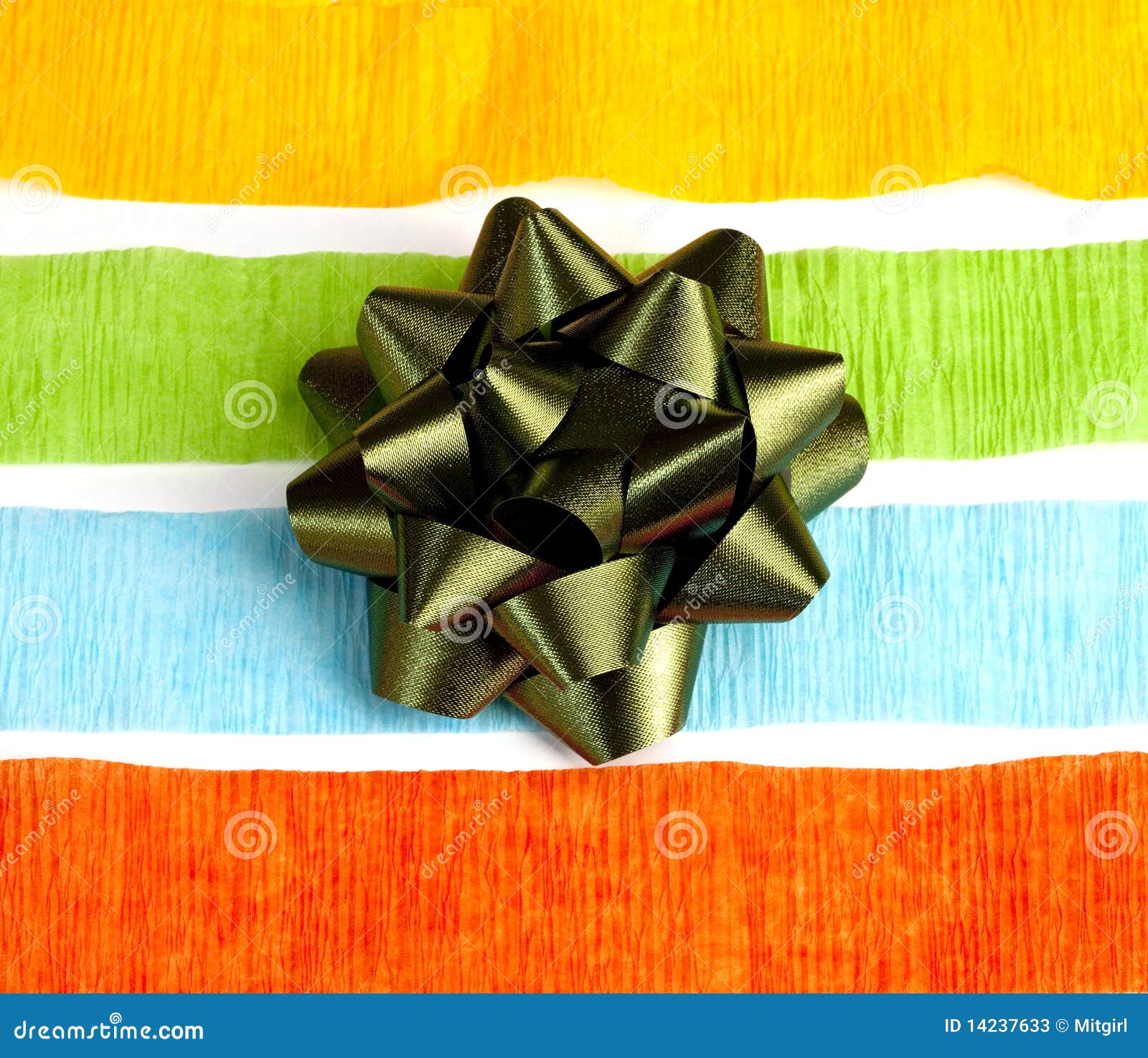 Colorful Streamers and a Green Ribbon Bow Stock Image - Image of ...