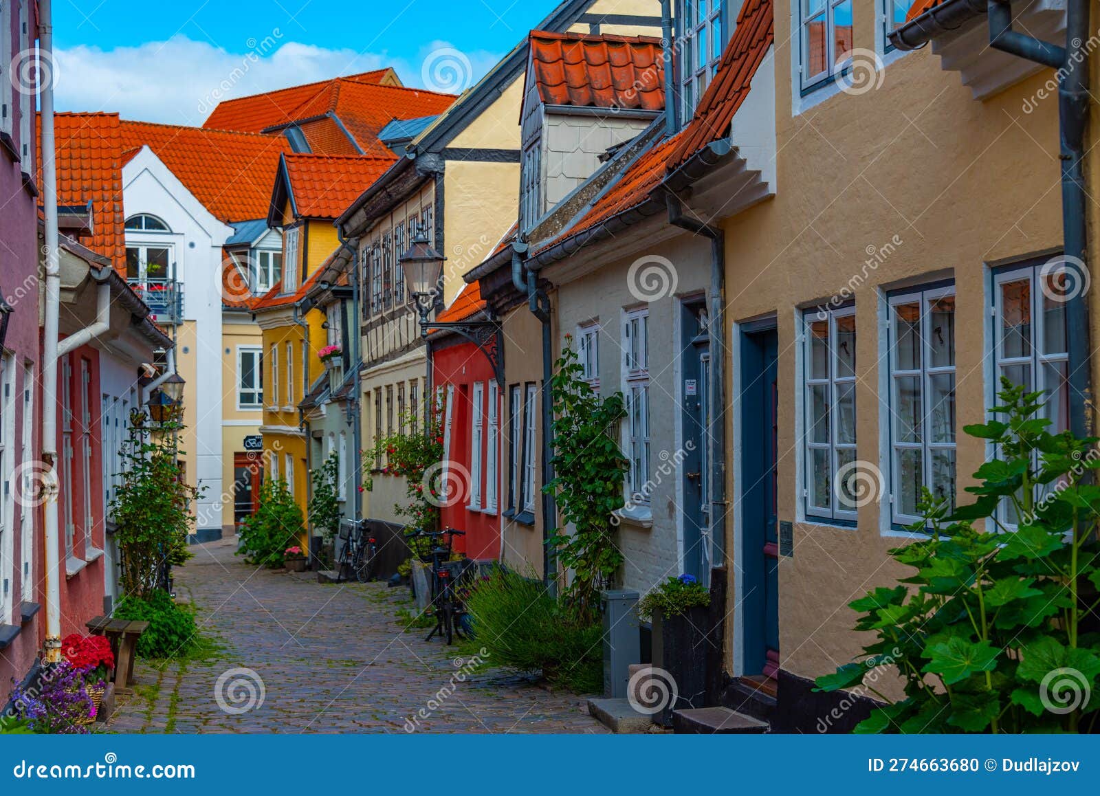 Colorful Street in Danish Town Aalborg Stock Photo - Image of landscape ...