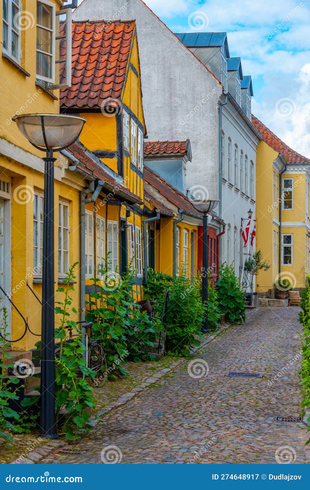 Colorful Street in Danish Town Faaborg Stock Image - Image of center ...