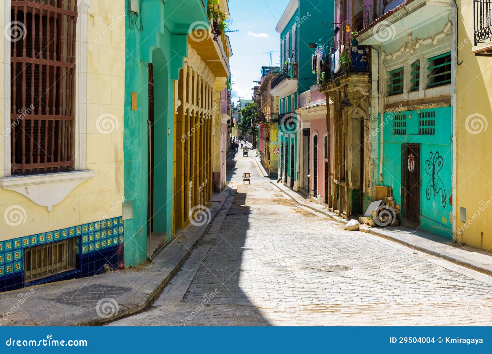 Colorful Street in Old Havana Stock Photo - Image of person, color ...