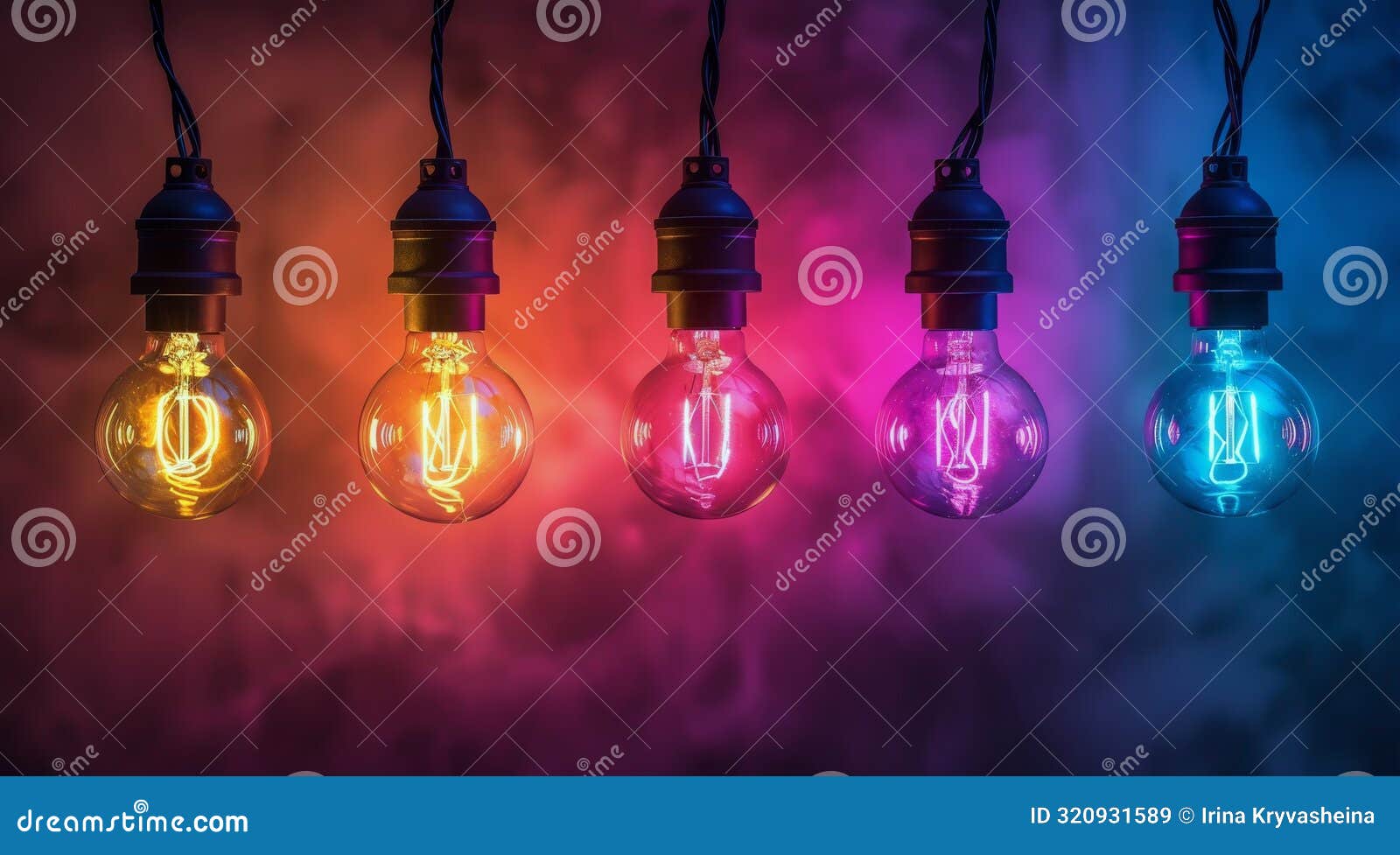 Colorful String Lights Hanging from Tree Branches at Night Stock Image ...