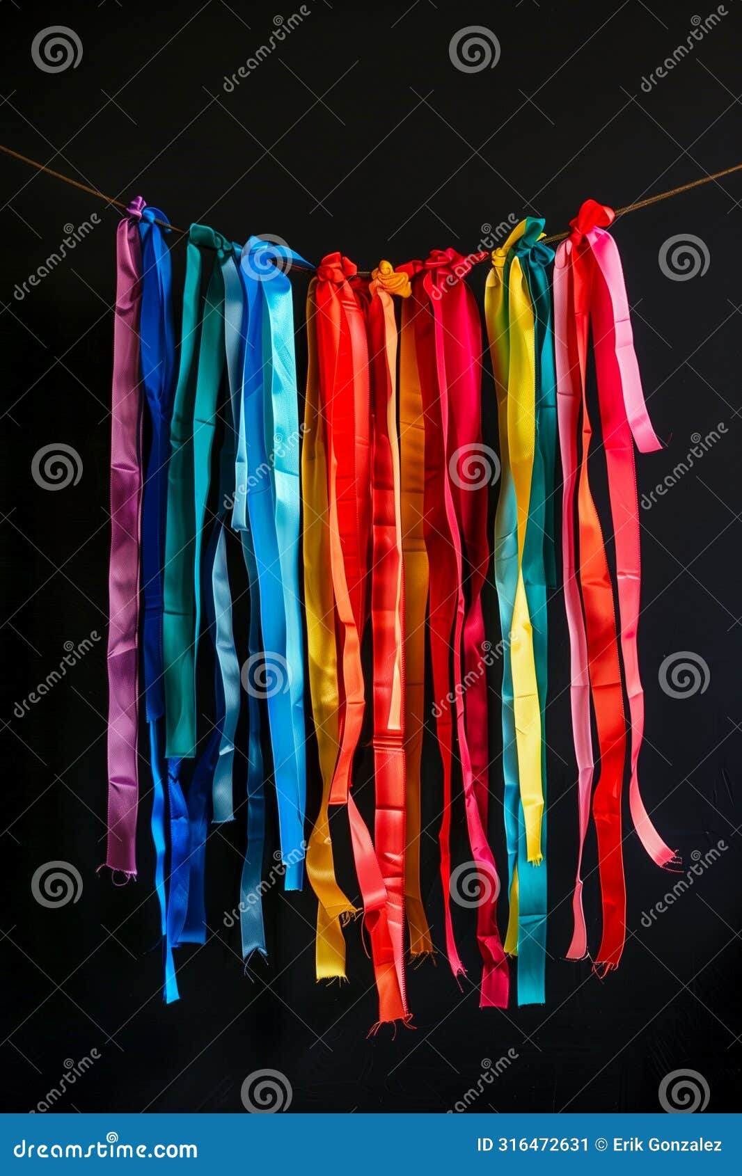 A Colorful String of Ribbons Hangs from a String Stock Illustration ...