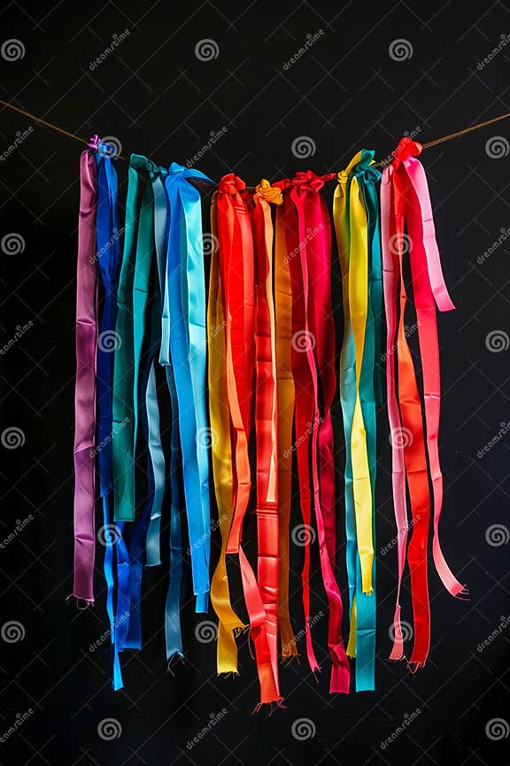 A Colorful String of Ribbons Hangs from a String Stock Illustration ...