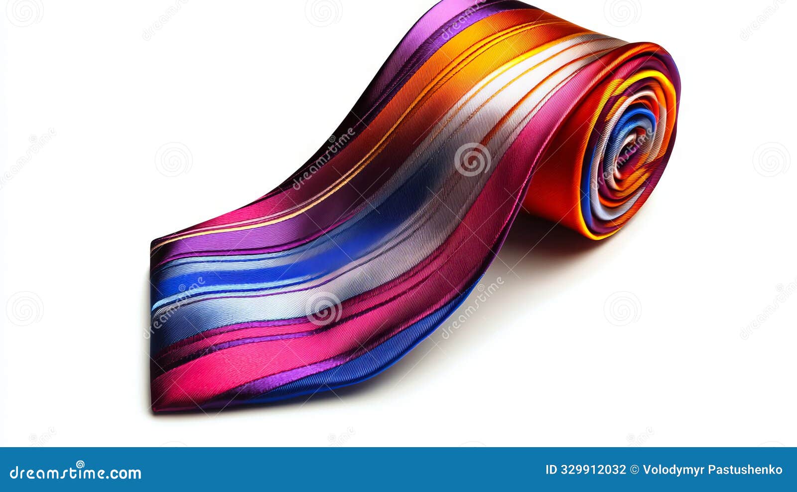 A Colorful Striped Necktie on a White Background Stock Photo - Image of ...