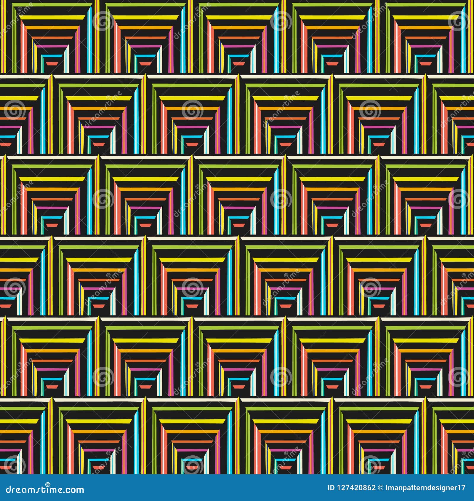 Modern Colorful Striped Triangles in a Seamless Pattern Stock Vector ...