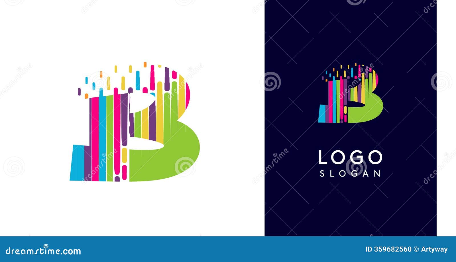 Colorful Stripes Transitioning into Pixel-like Elements Fat Logo ...