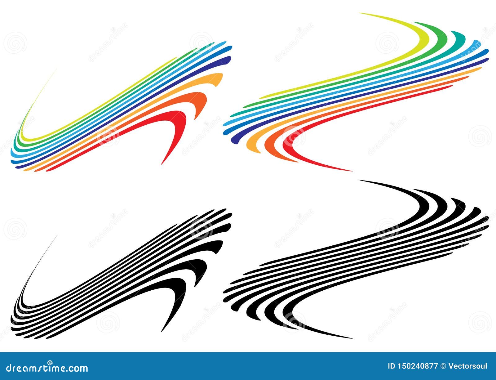 Colorful Stripy Stripes Lines with Wavy, Billow Effect. Abstract Design ...