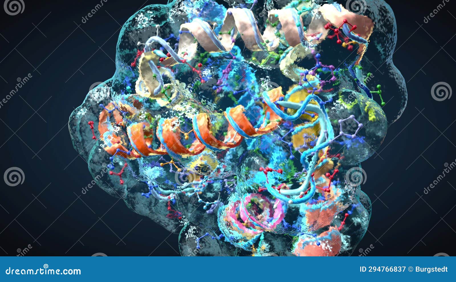 Colorful Structure of a Chain of Amino Acids or Bio Molecules Called ...