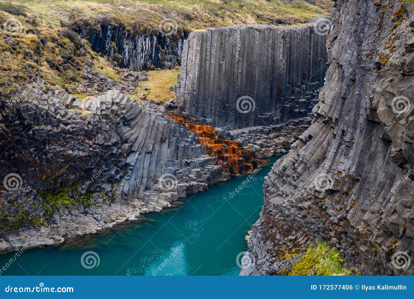 Colorful Studlagil Canyon with Scenic Basalt Columns Stock Photo ... Colorful Studlagil Canyon with Scenic Basalt Columns Stock Photo ...